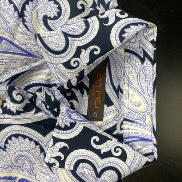 Etro | Shirts | Etro Sz42 Blue Paisley | Poshmark